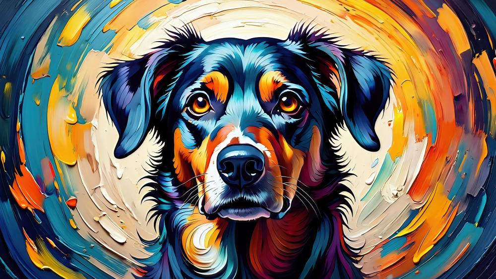 Colorful Canine Vortex: A Stunning AI Dog Portrait - backiee
