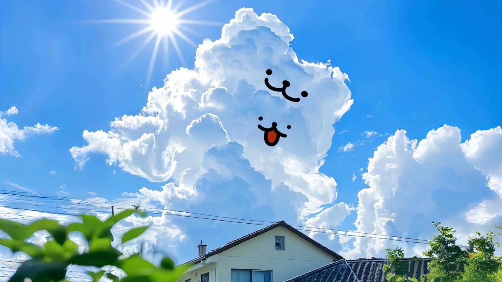 Playful Cloud Faces in Sunny Skies - backiee