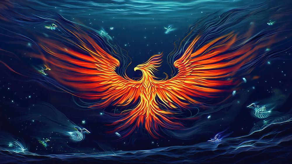 Phoenix Rises in Fiery Splendor - backiee