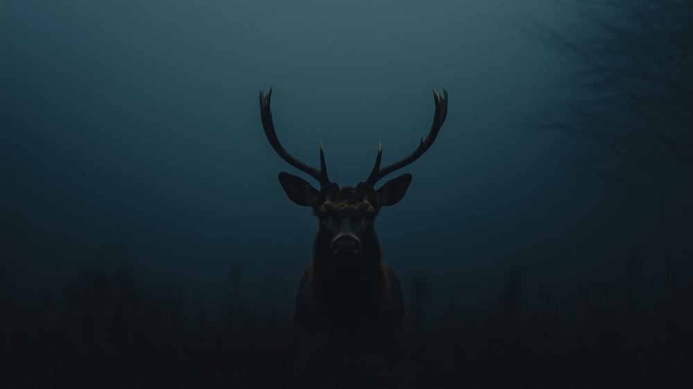 Deer at Twilight in Misty Wilderness - backiee