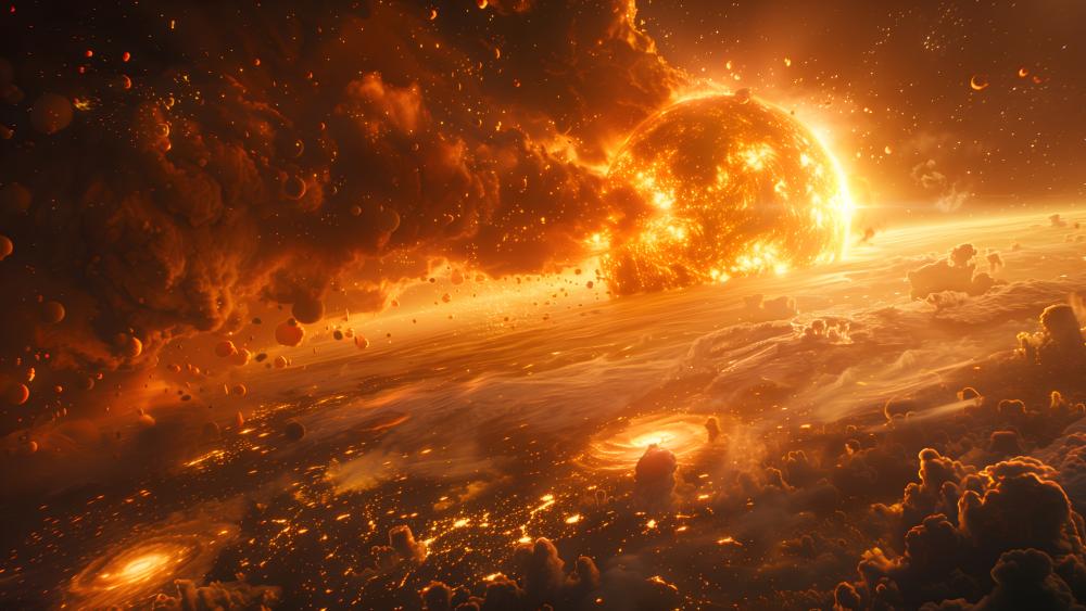 Fiery Cosmic Impact in Deep Space - backiee