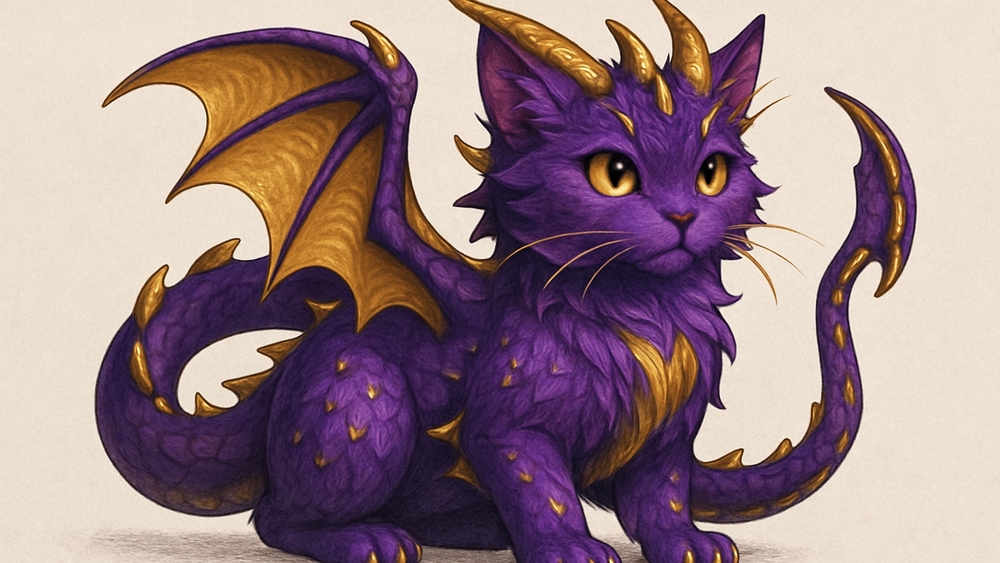 Majestic Purple Dragon Cat Wallpaper - backiee