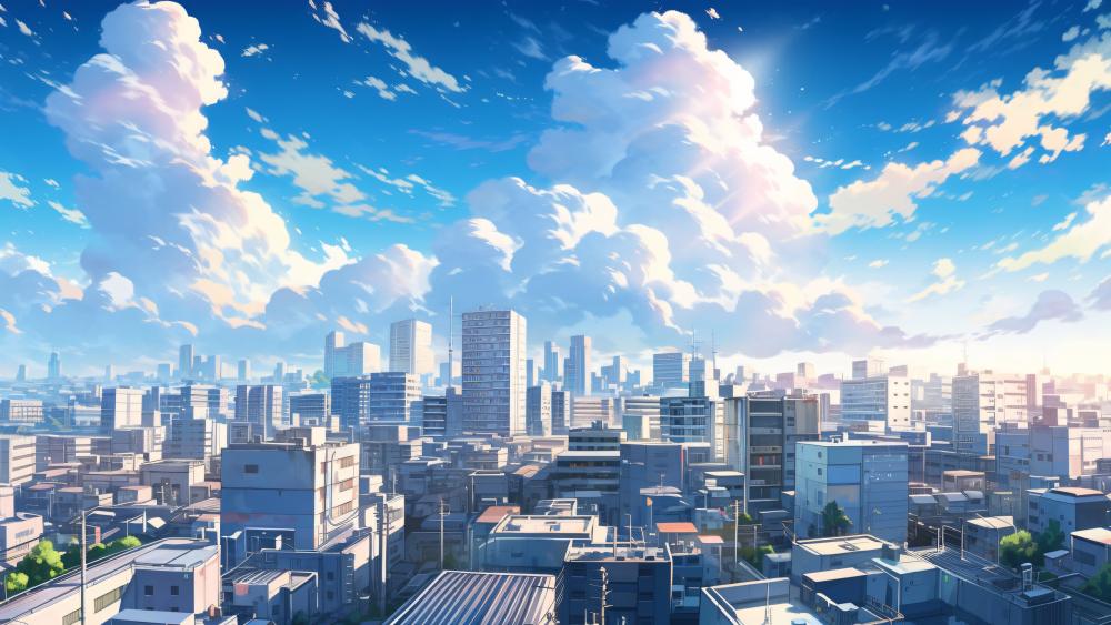 Anime City Dreamscape in Daylight - backiee