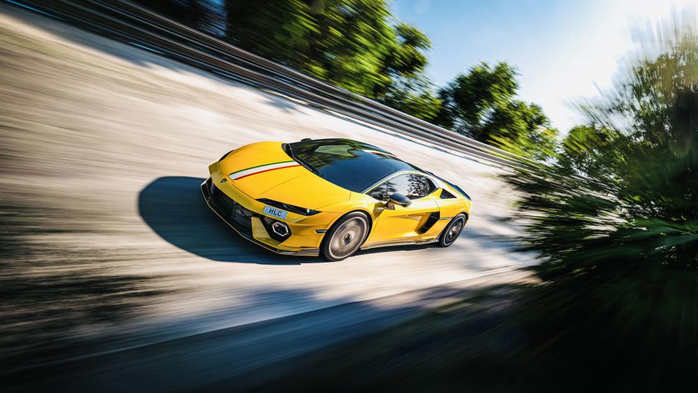 Yellow temerario Speed up in Race Track - backiee