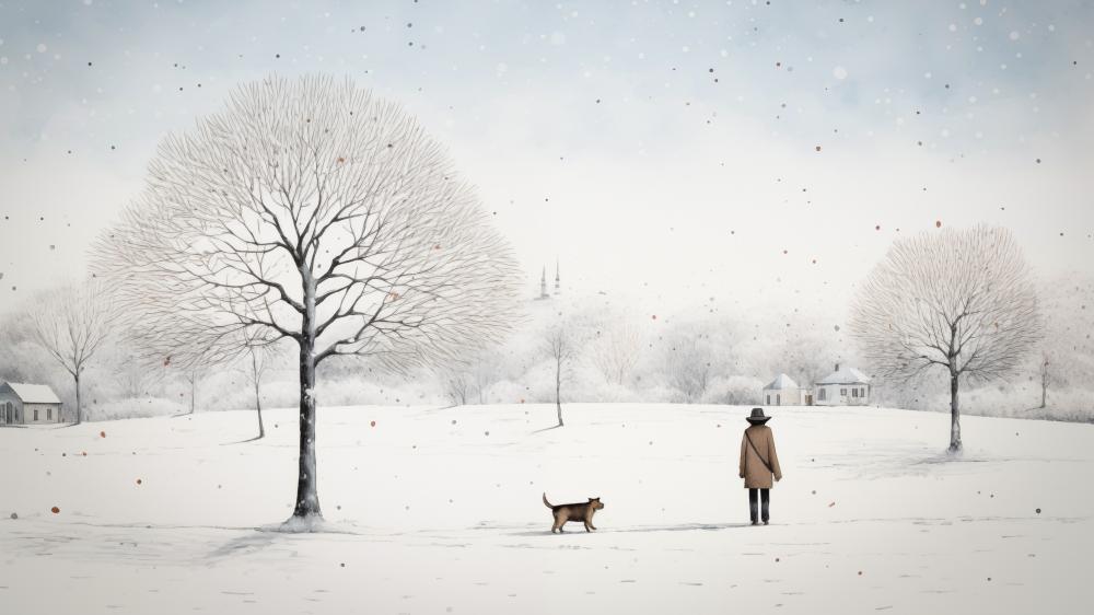 Silent Winter Serenity Walking - backiee