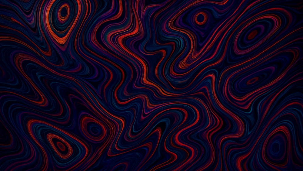 Midnight Lava Swirl Abstract Waves in Deep Neon Tones - backiee