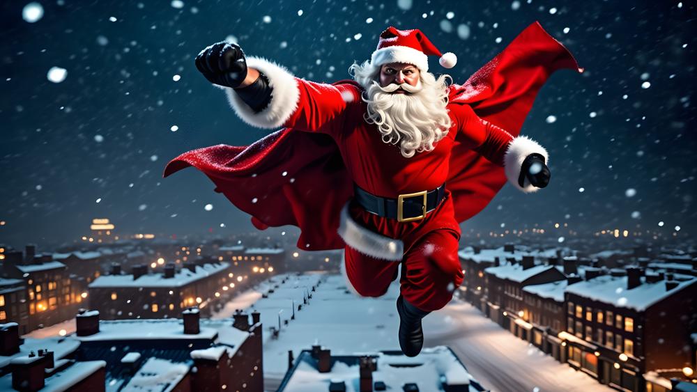 Flying Superhero Santa - backiee
