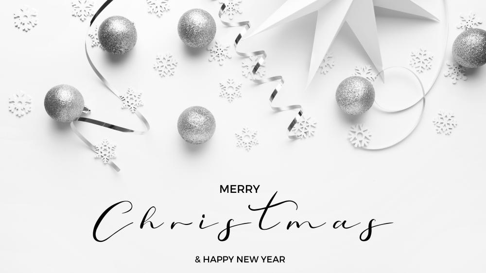 Minimal White Merry Christmas and Happy New Year 5K Wallpaper - backiee