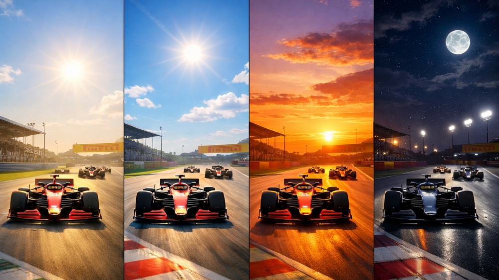 Four Times of Day Formula Racing Collage Wallpaper - backiee
