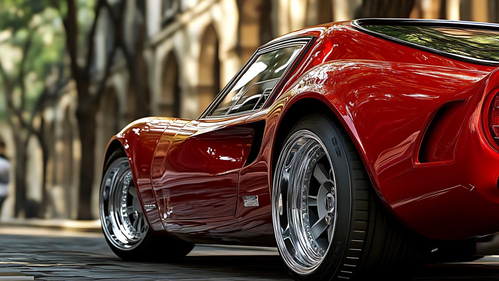 Crimson Classic Supercar Reflections in Ultra Detailed 4K AI Art - backiee