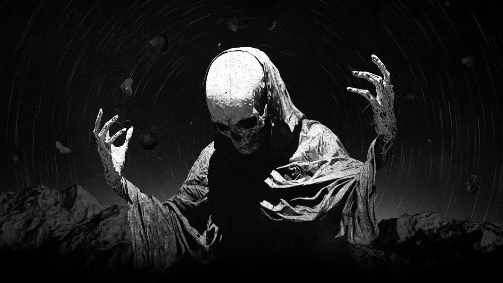 Monochrome Skull Sorcerer Summoning Glitching Death Runes - backiee