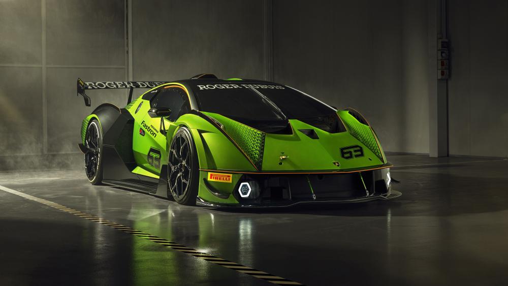 Lamborghini Essenza SCV12 Neon Green Track Weapon in 5K - backiee