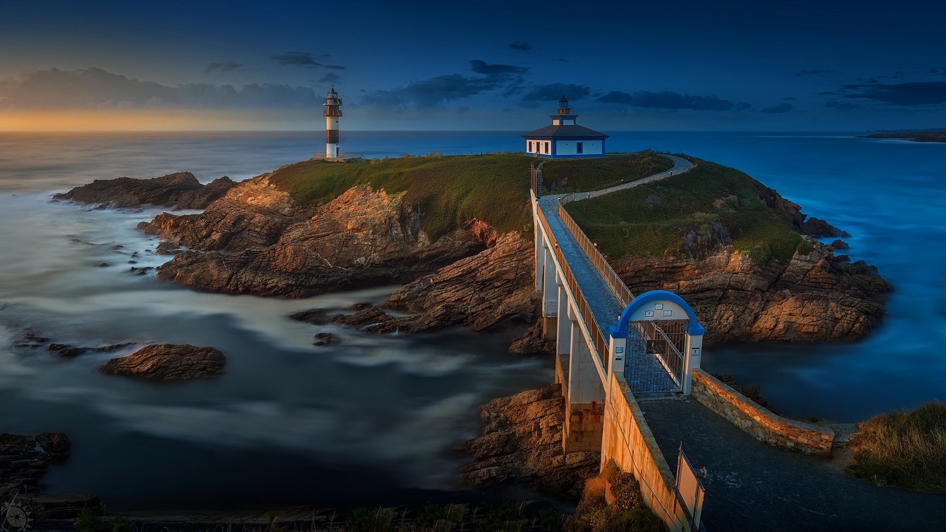 Illa Pancha Lighthouse at Twilight in Spain - backiee