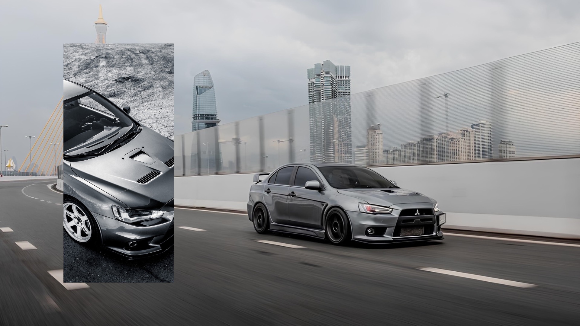 Mitsubishi Lancer Evo on Urban Highway - backiee