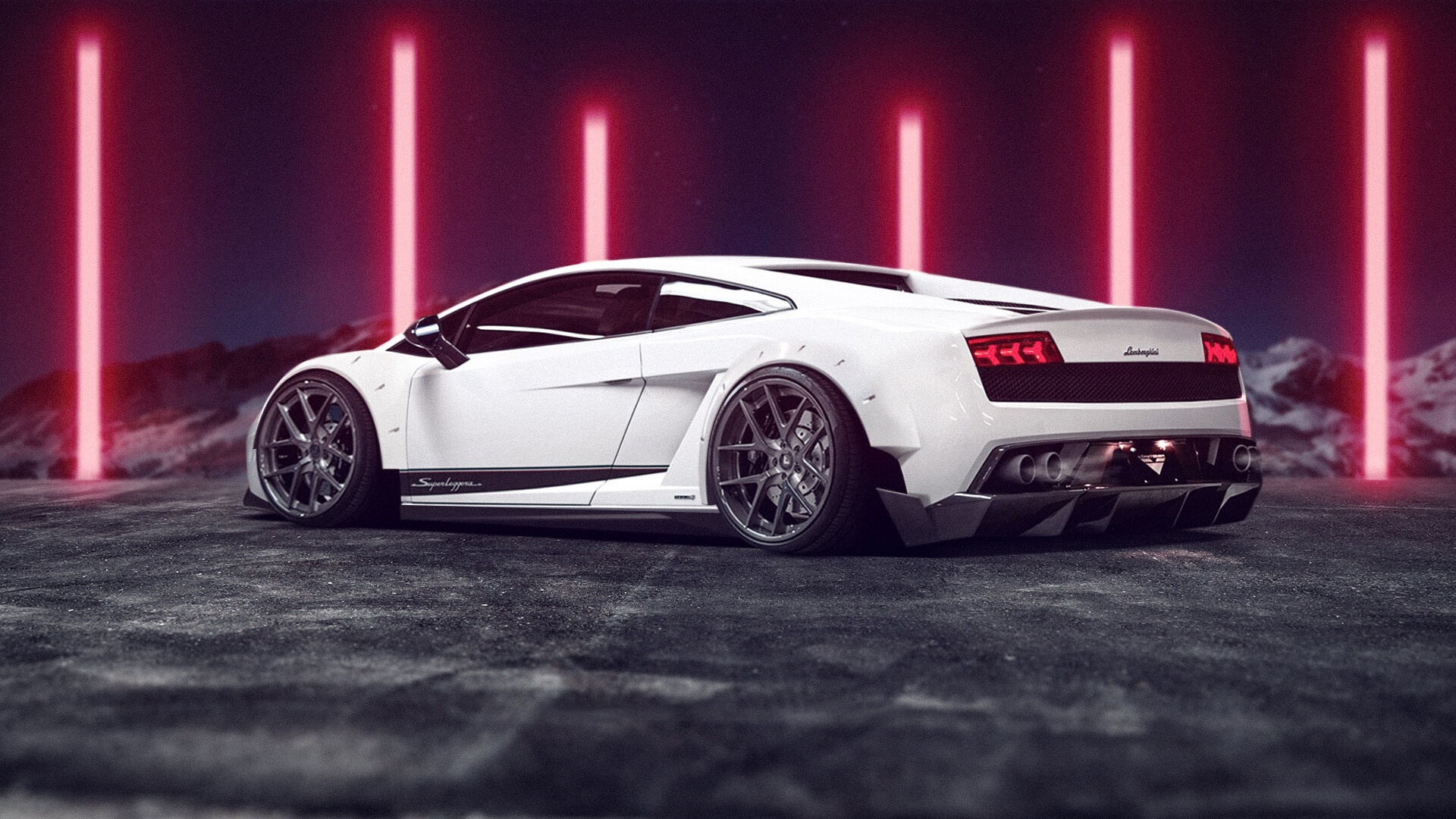 Lamborghini Gallardo in Futuristic Neon Lights - backiee