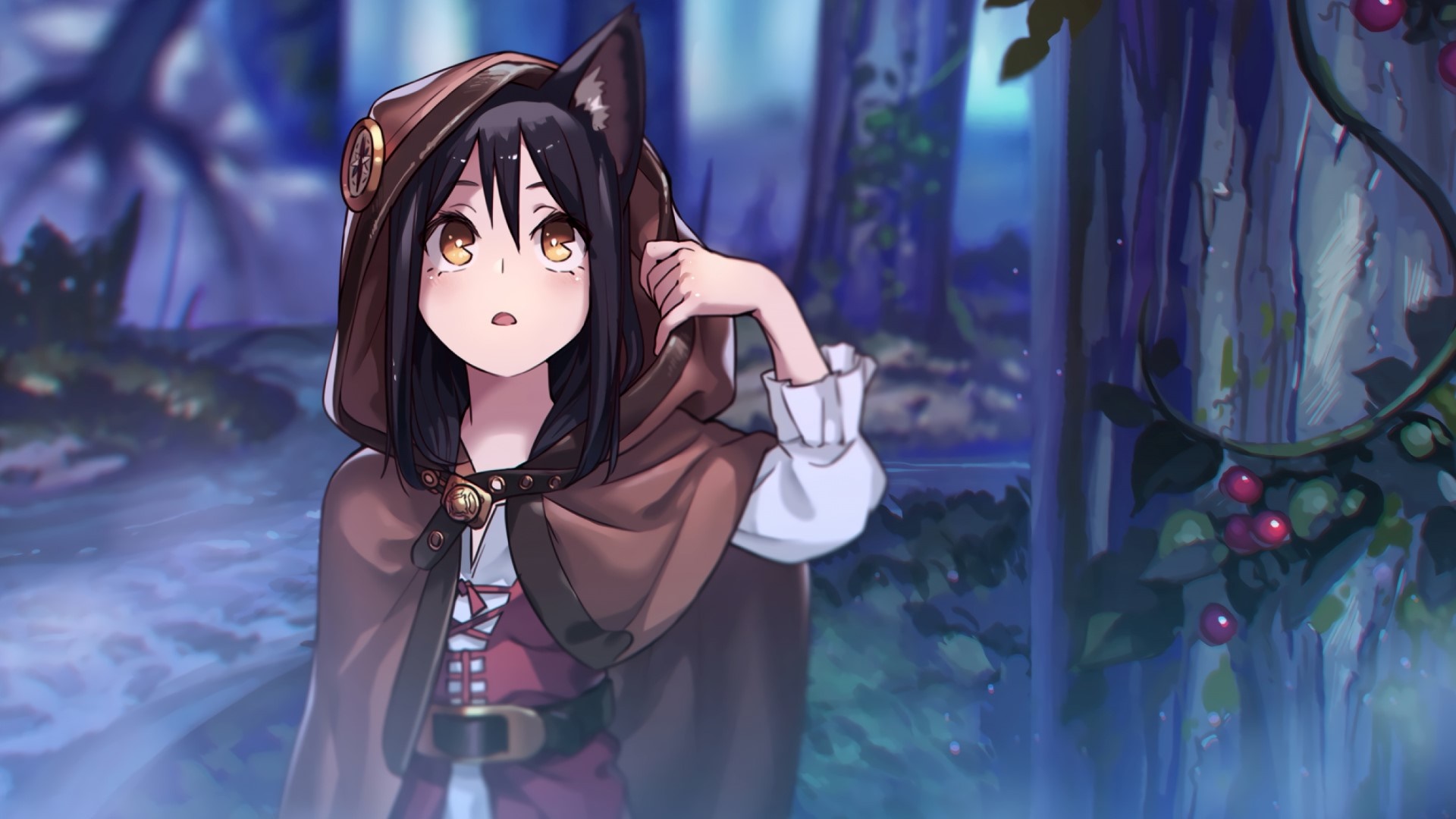Neko Adventurer in Enchanted Forest - backiee