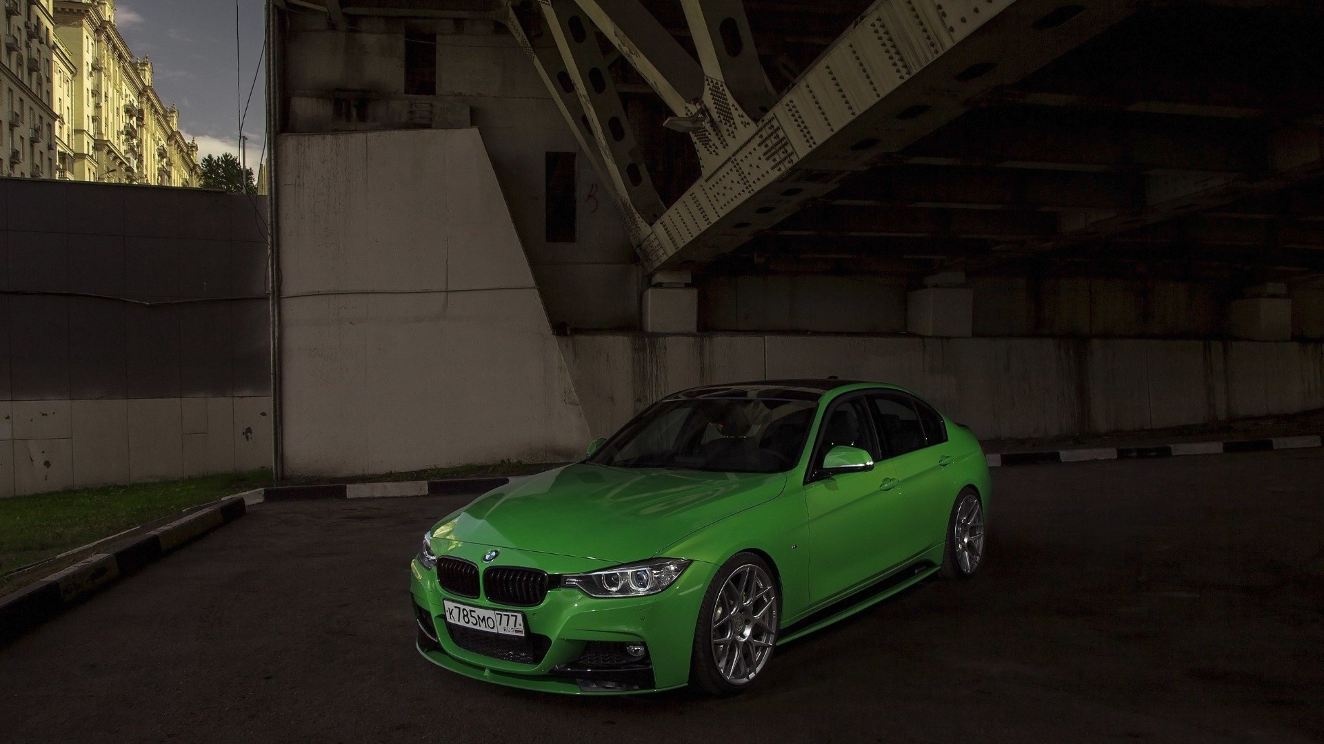 Vibrant BMW F30 Under Urban Bridge - backiee