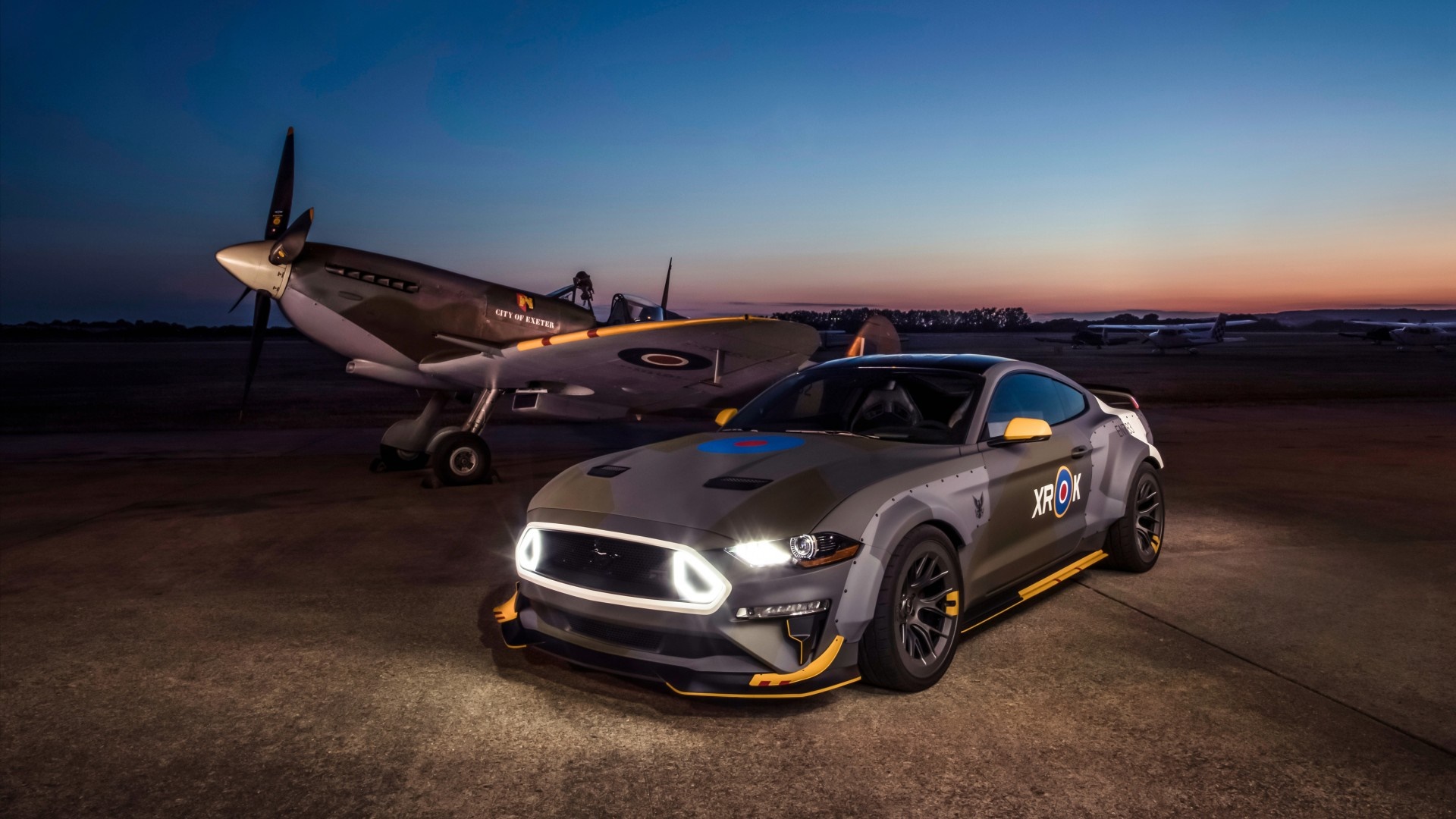 Ford Mustang GT at Twilight Airport - backiee