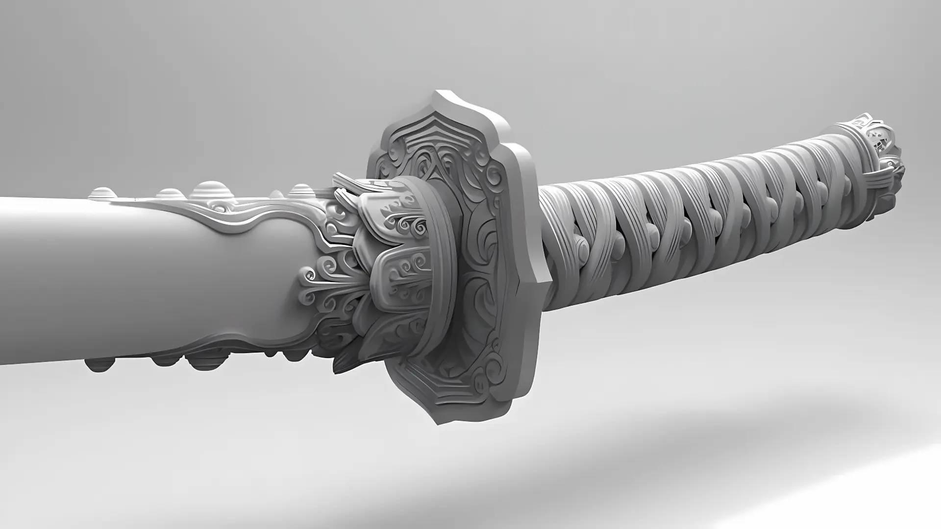 Katana Elegance in Monochrome Artistry - backiee