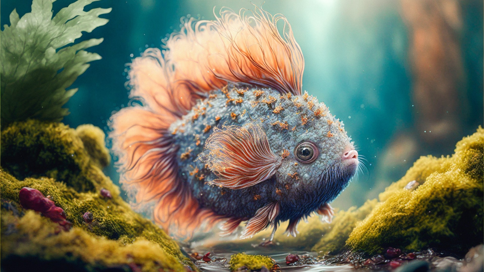 Mystical Underwater Realm with Fantasy Fish - backiee