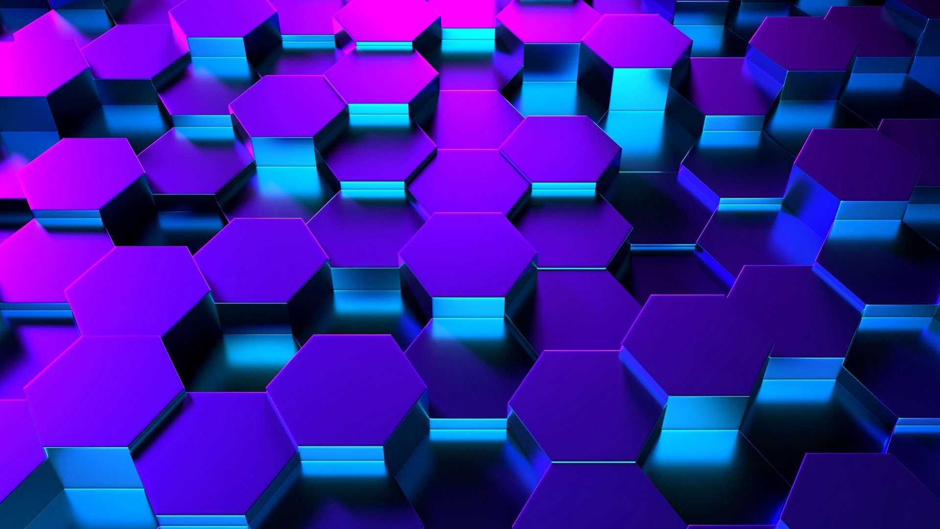 Vivid Hexagonal Neon Glow - backiee