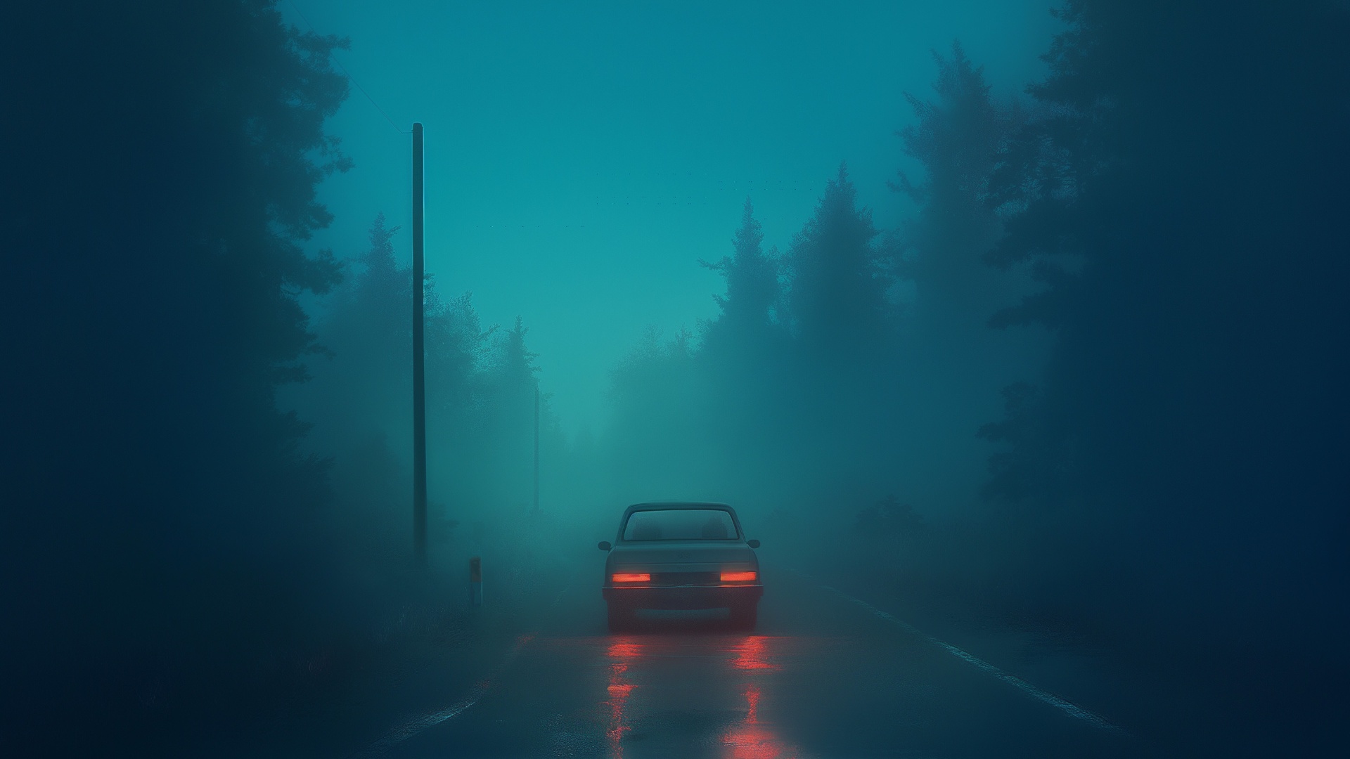Fog-Embraced Evening Drive - backiee