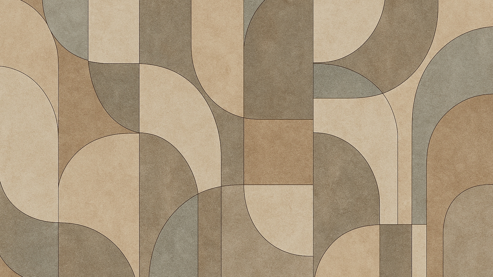 Mid Century Geometric Arches in Warm Neutral Tones - backiee