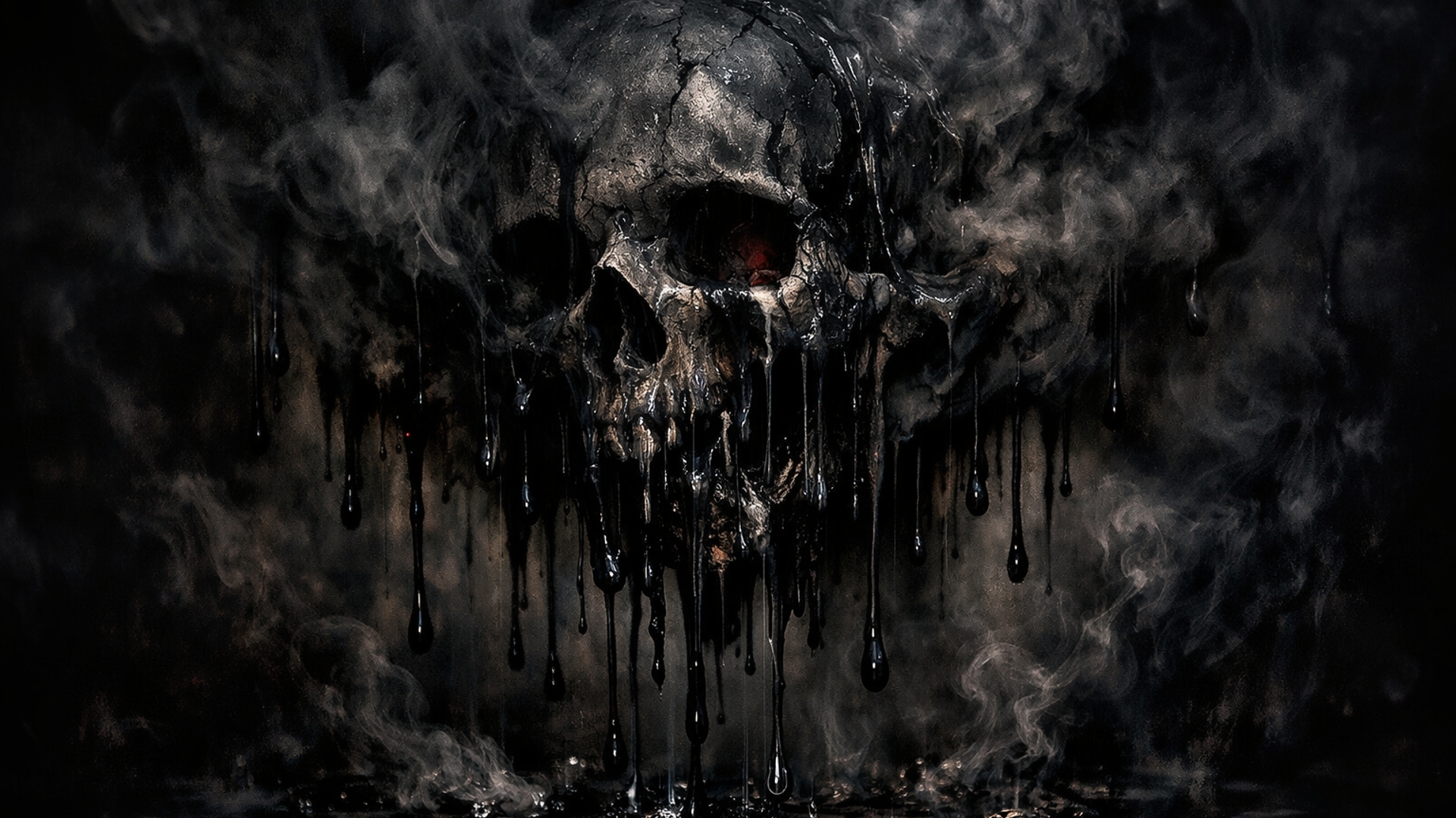 Dripping Skull Wreathed in Smoke Dark Fantasy Wallpaper - backiee
