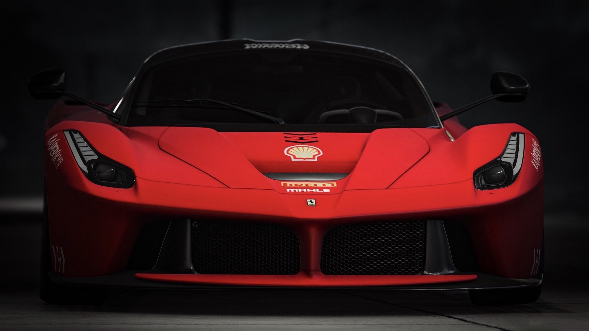 Front View Ferrari LaFerrari Hypercar in Dramatic Studio Lighting - backiee
