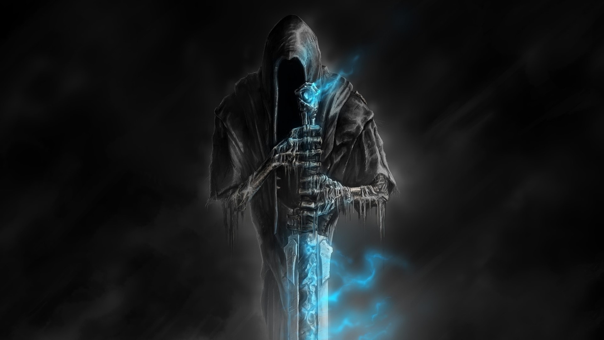 Veiled Reaper Assassin with Frostfire Blade in Shadowed Silence - backiee