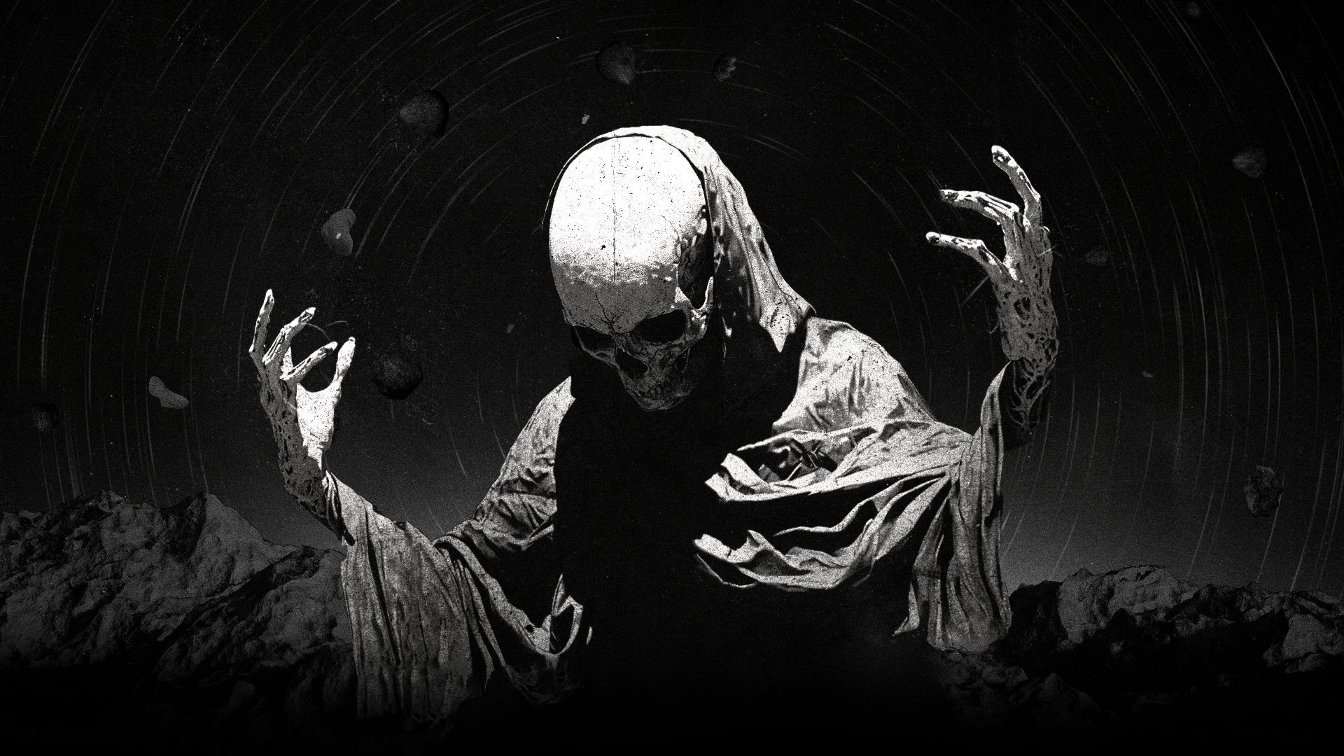 Monochrome Skull Sorcerer Summoning Glitching Death Runes - backiee