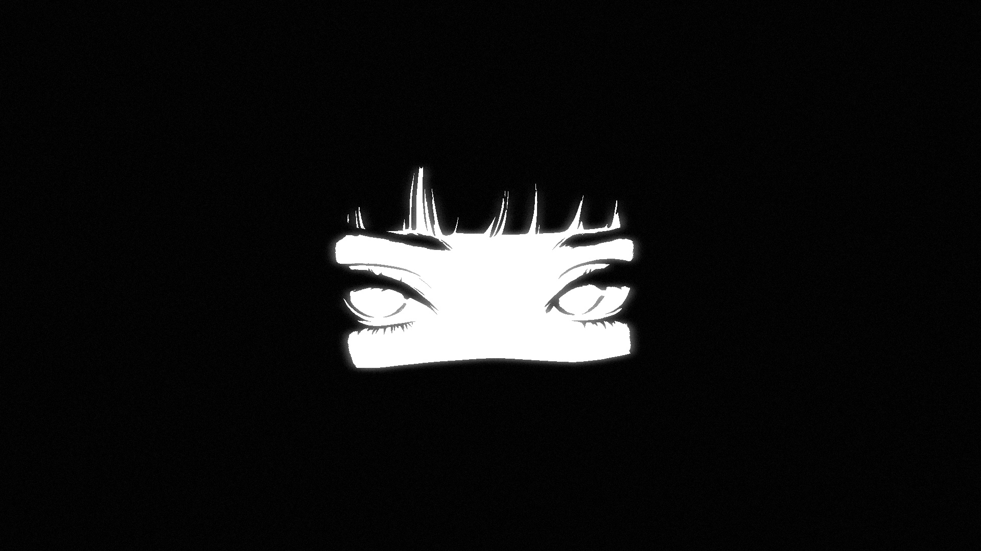 Monochrome Anime Eyes Emerging From the Dark - backiee