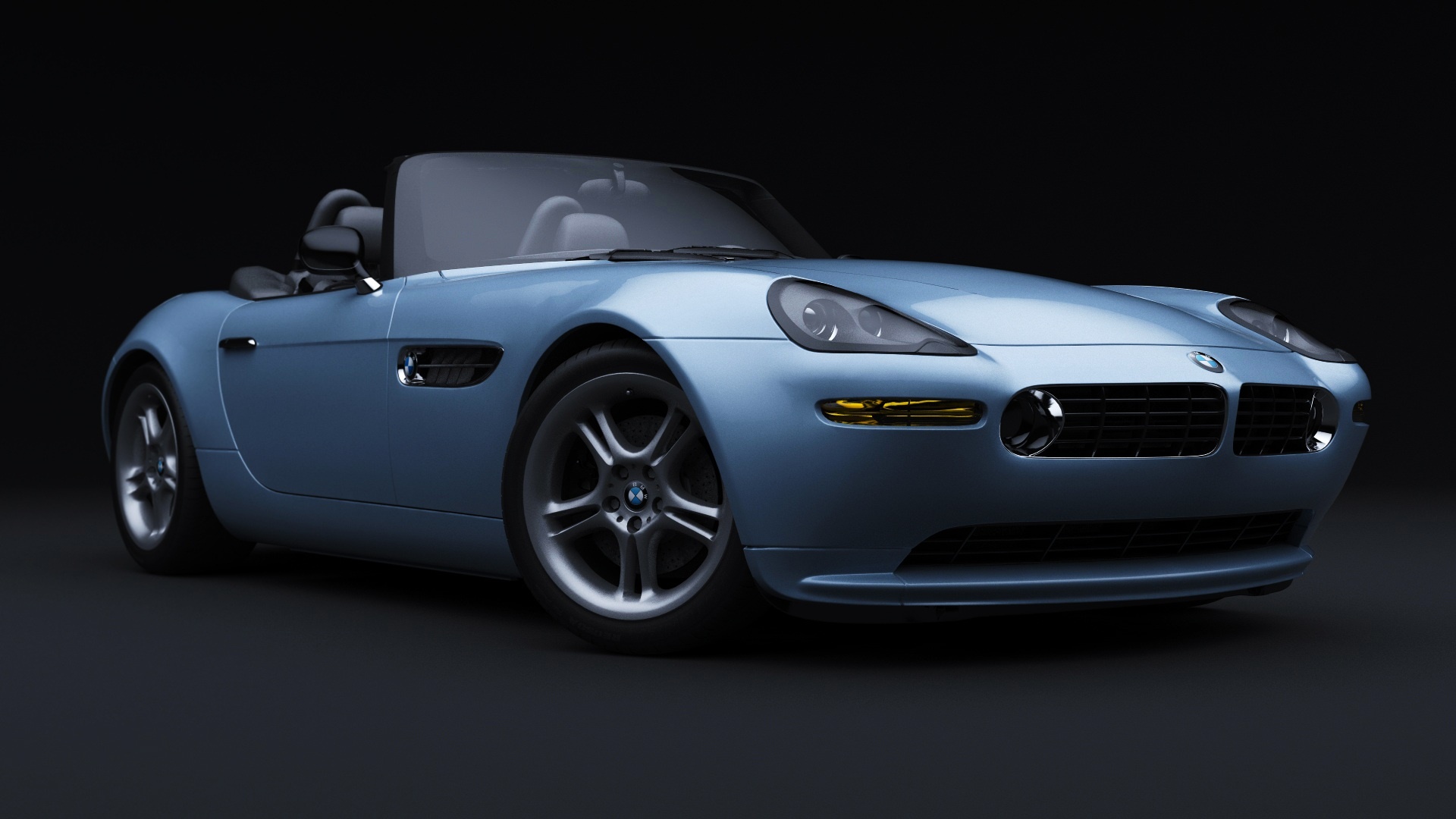 Silver Blue BMW Z8 Roadster in Dramatic Studio Lighting - backiee