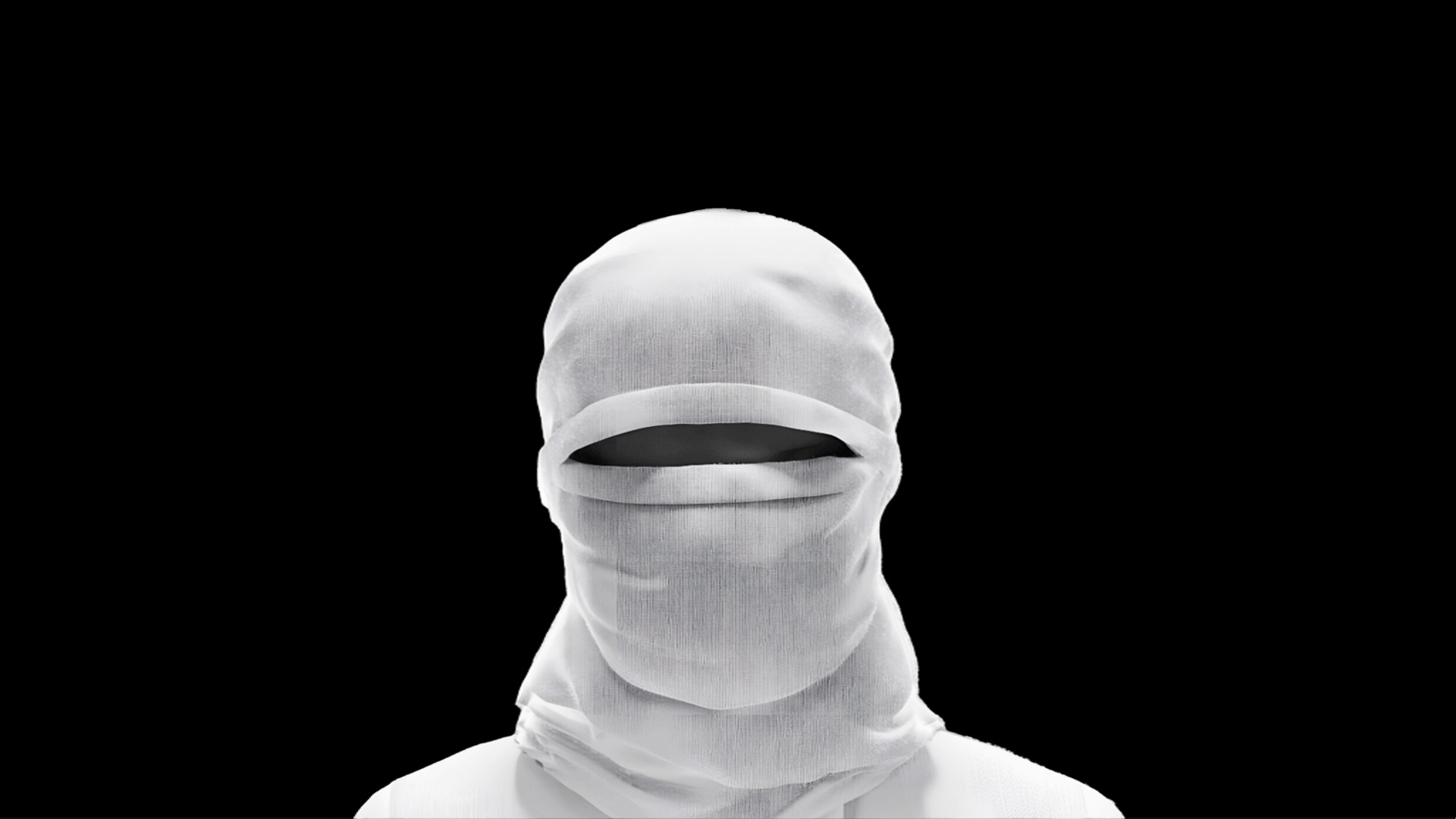 Silent Monochrome Balaclava Portrait on Deep Black - backiee