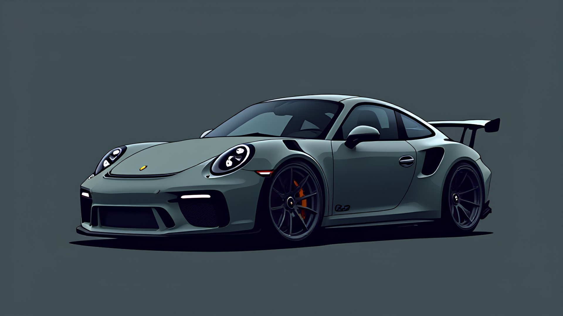 Grey Porsche 911 GT3 RS Minimalist AI Art Wallpaper - backiee