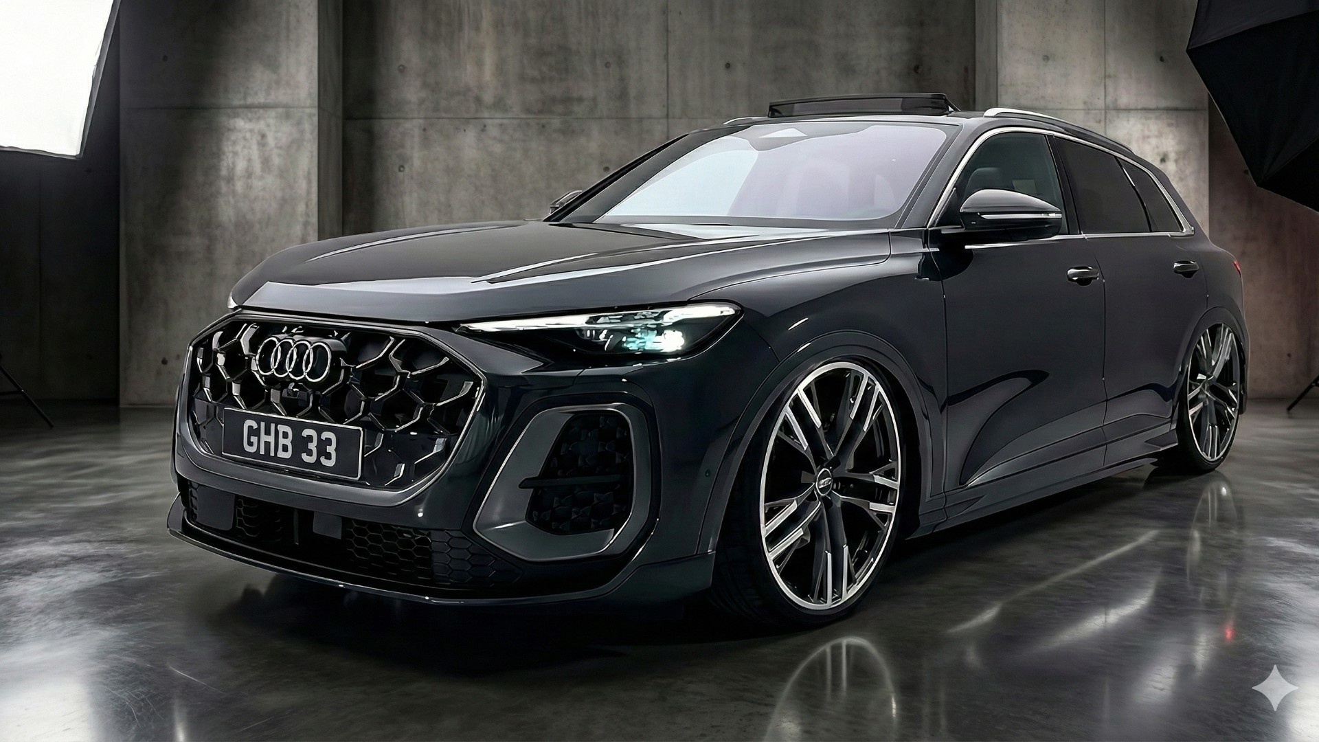 Sleek Audi Q5 Crossover Presence in Minimalist Concrete Studio - backiee