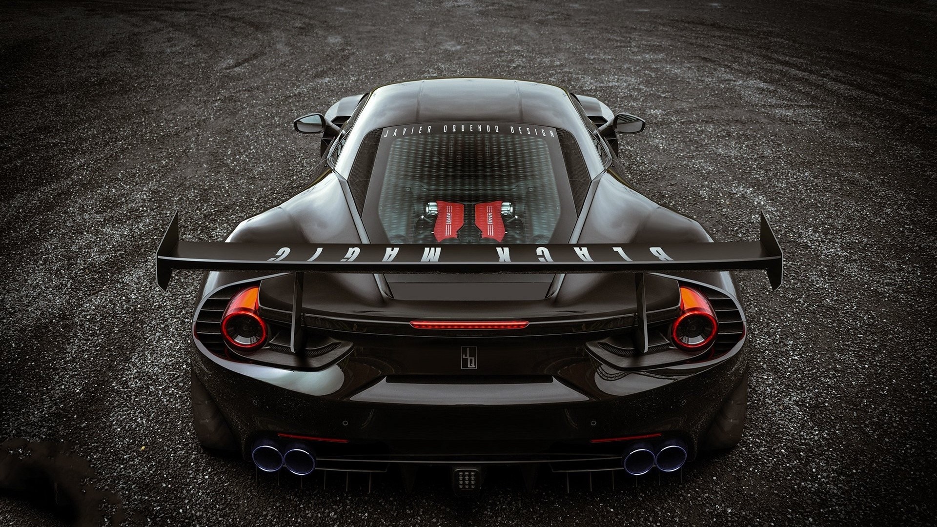 Ferrari 488 GTB Rear View With Wide Wing - backiee