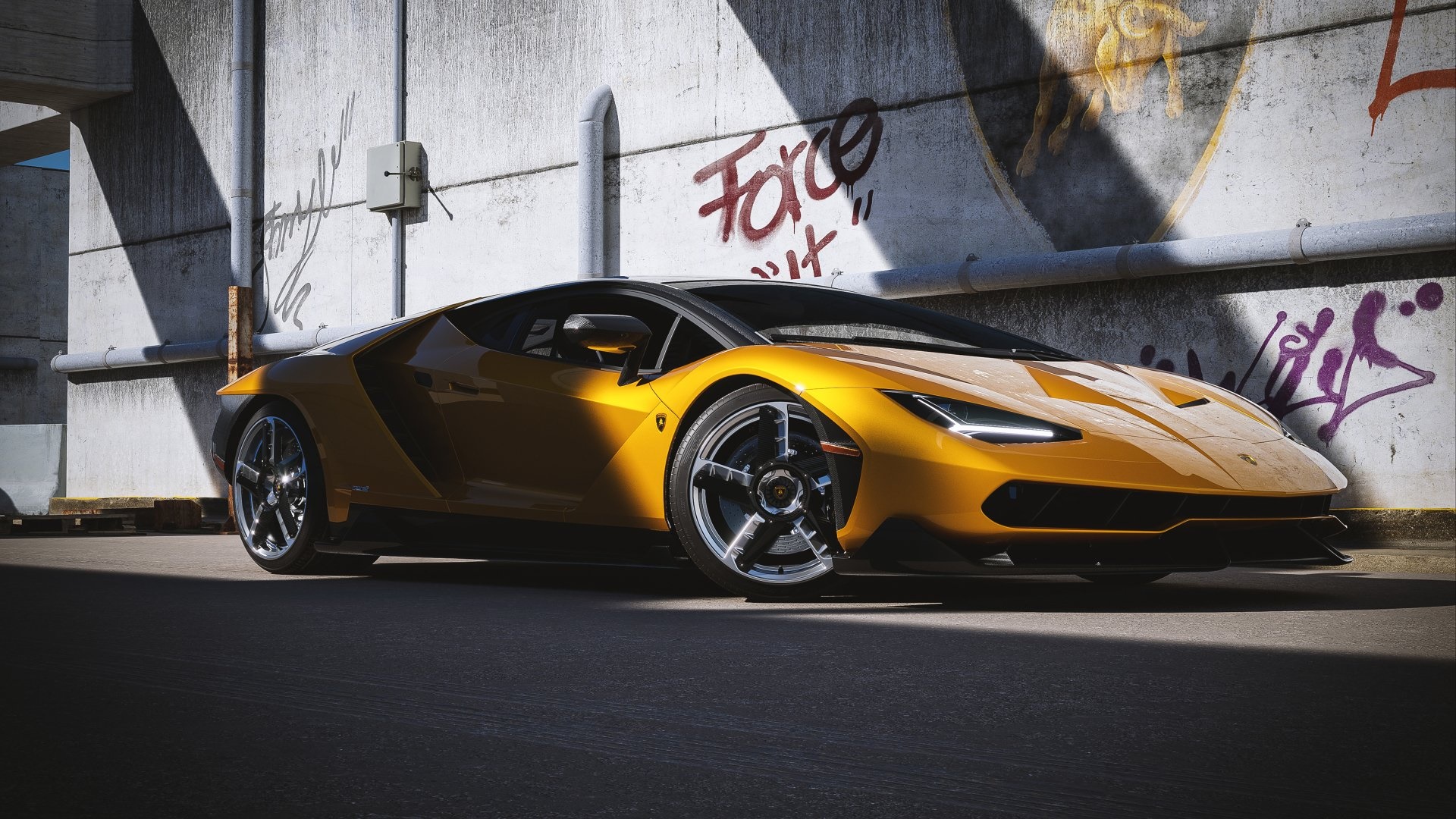 Golden Lamborghini Street Shadow Stance Wallpaper - backiee