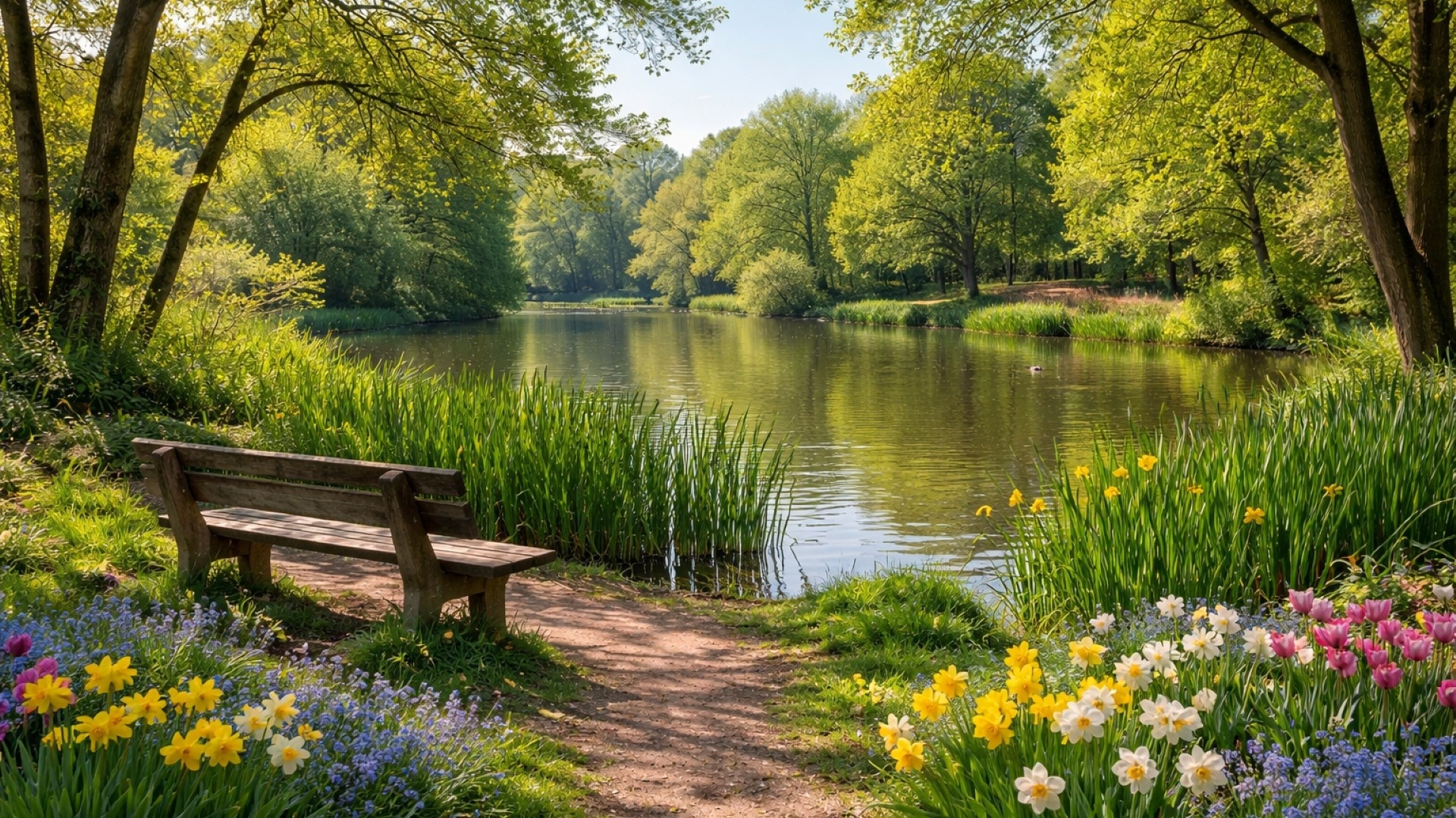 Spring on the sunny lakeside - backiee