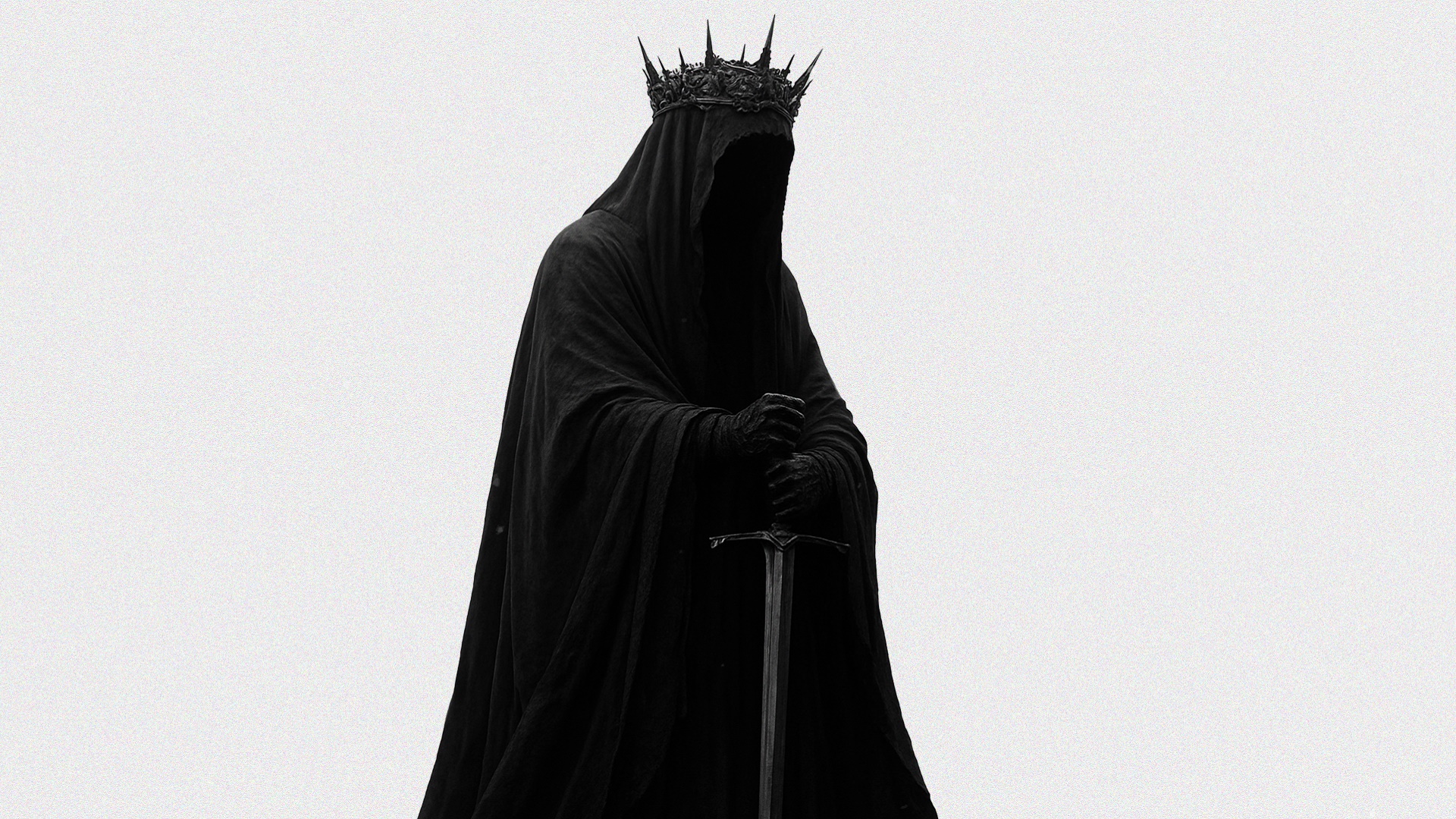 Faceless Dark King Crowned in Shadowed Cloak Minimalist Monochrome ...
