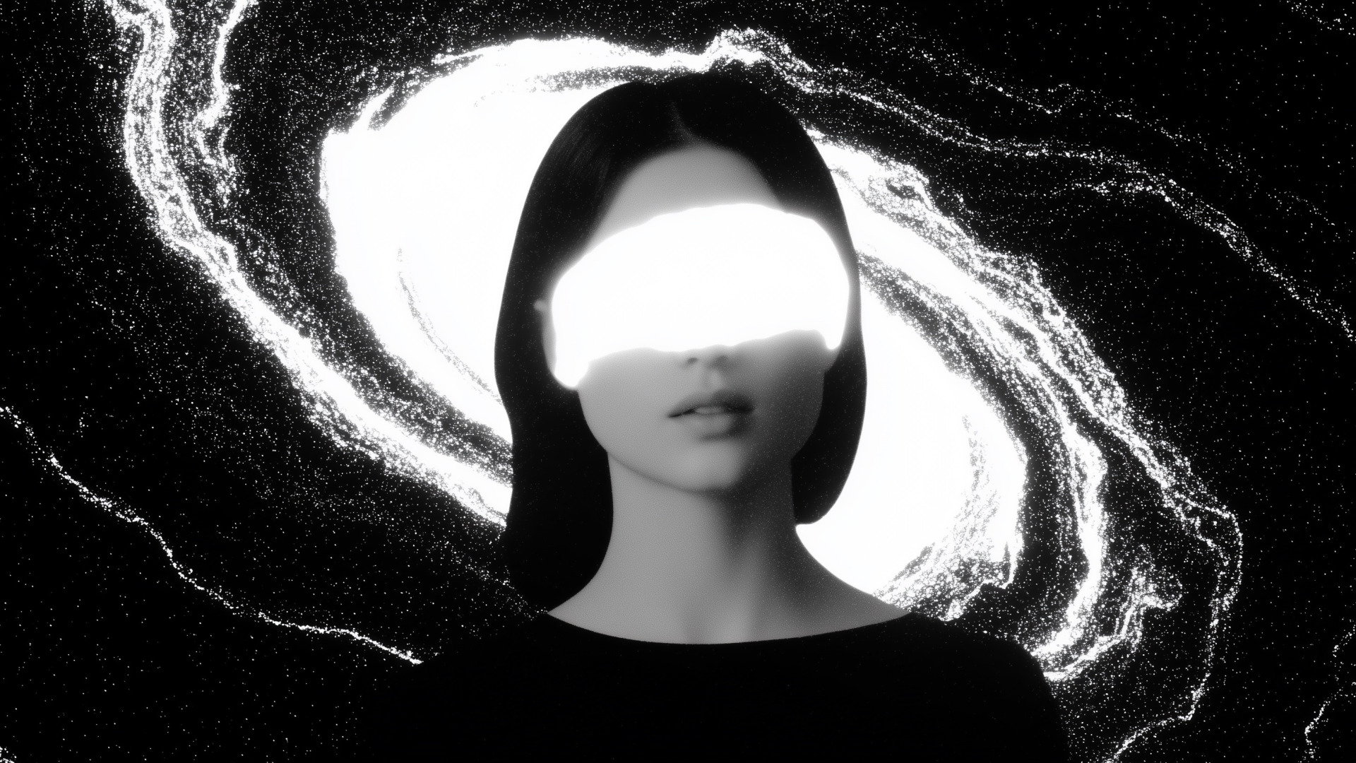 Cosmic Blindness Aesthetic Monochrome Galaxy Portrait 4k Wallpaper