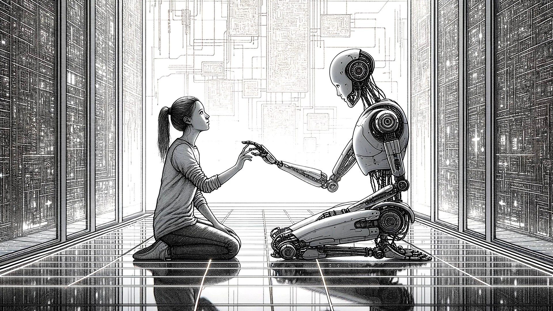 Silent Bond Between Human and Machine - backiee