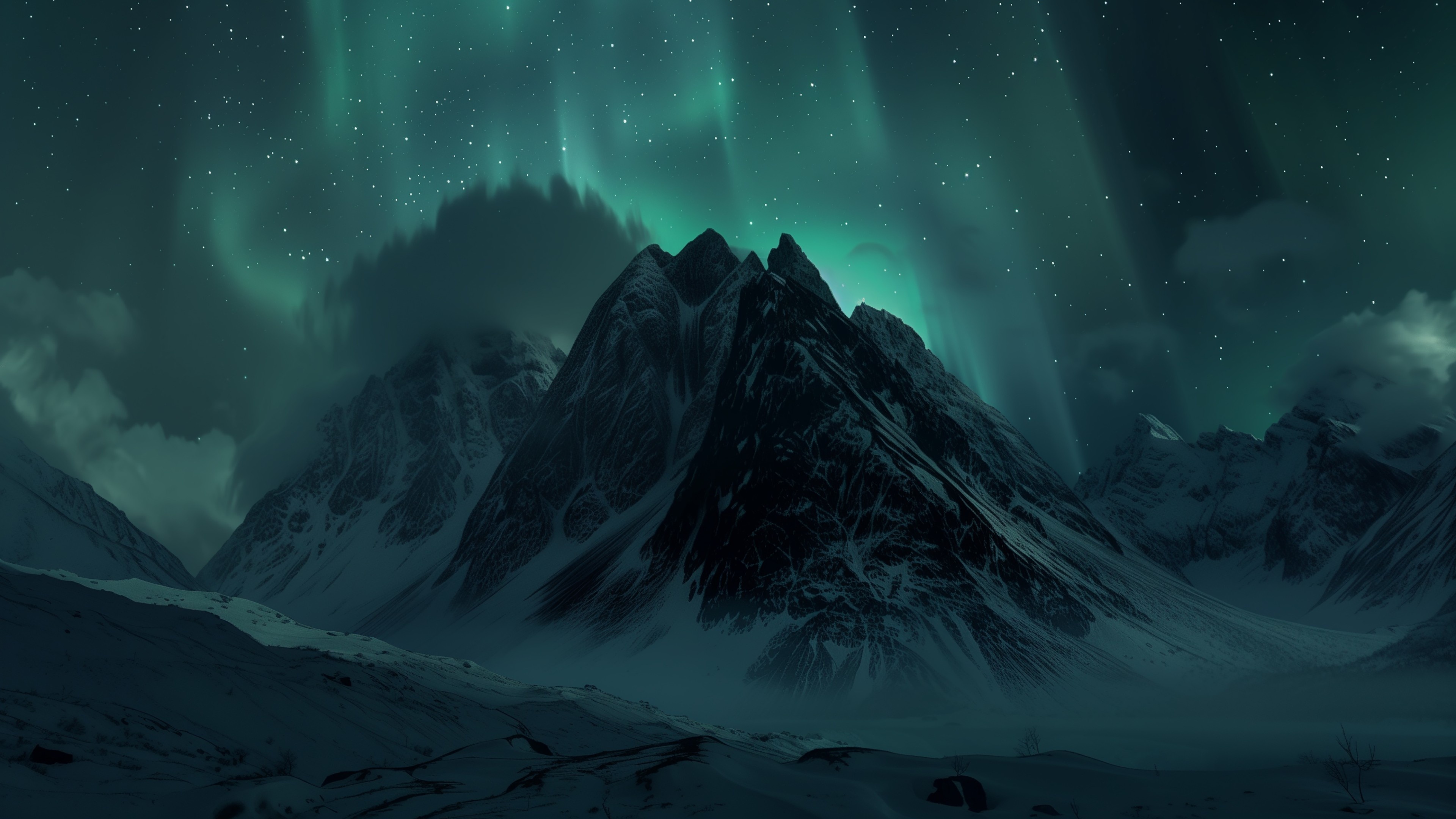 Aurora Over Majestic Alpine Peaks - backiee