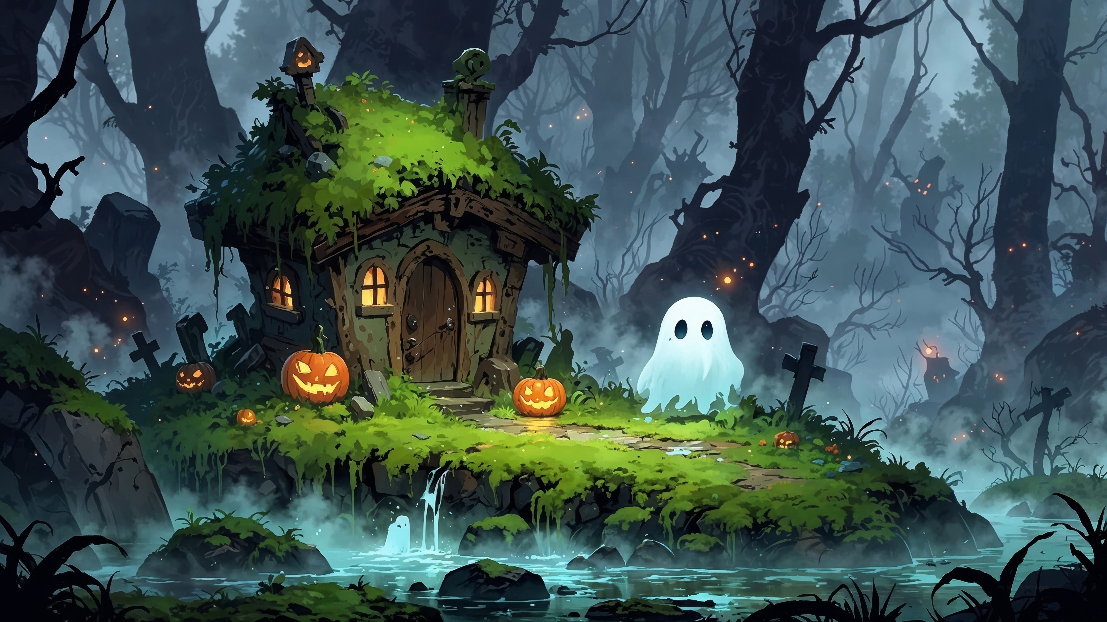 Spooky Cute Halloween Scene - backiee