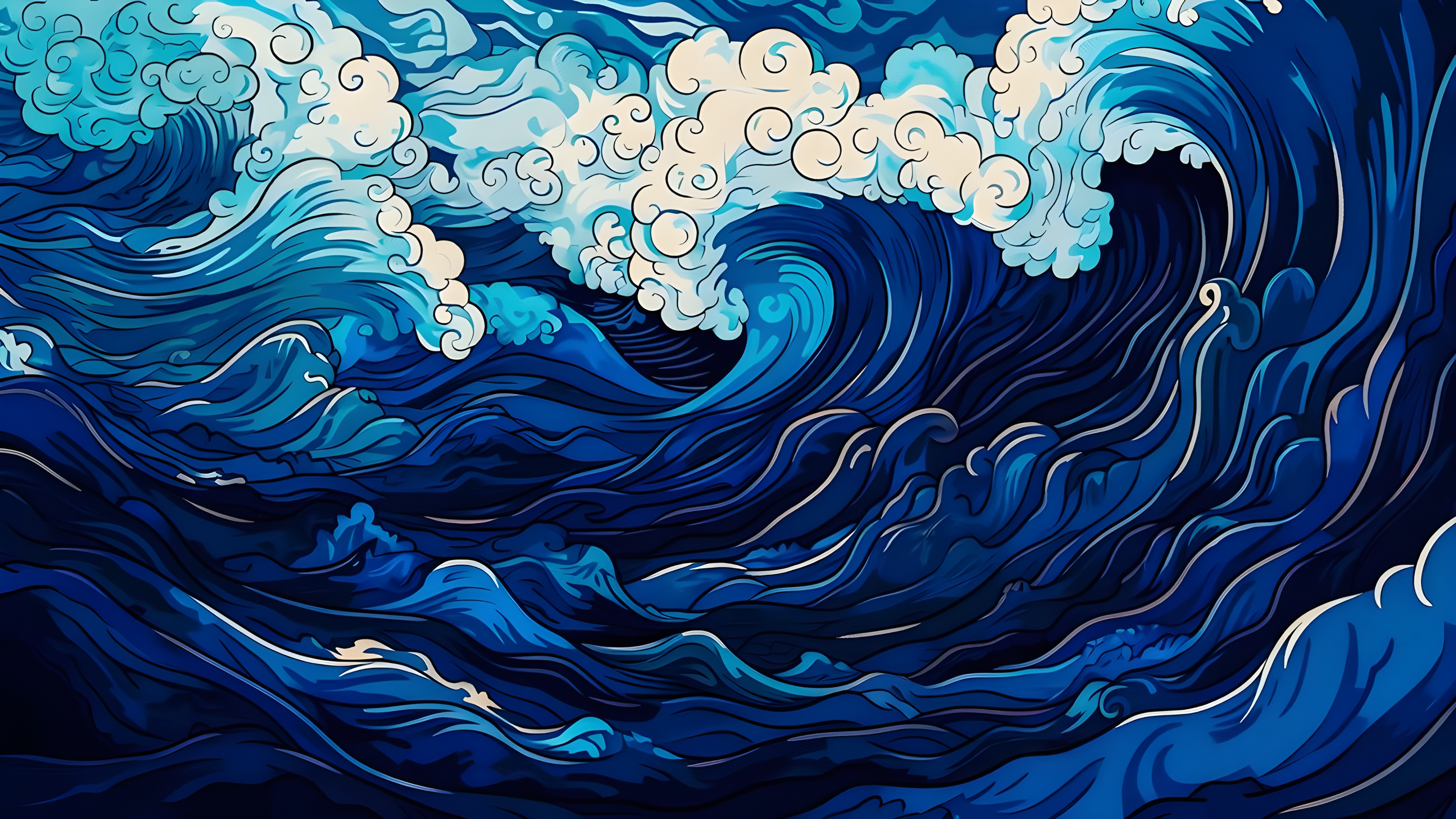 Blue Tsunami Waves in Motion - backiee