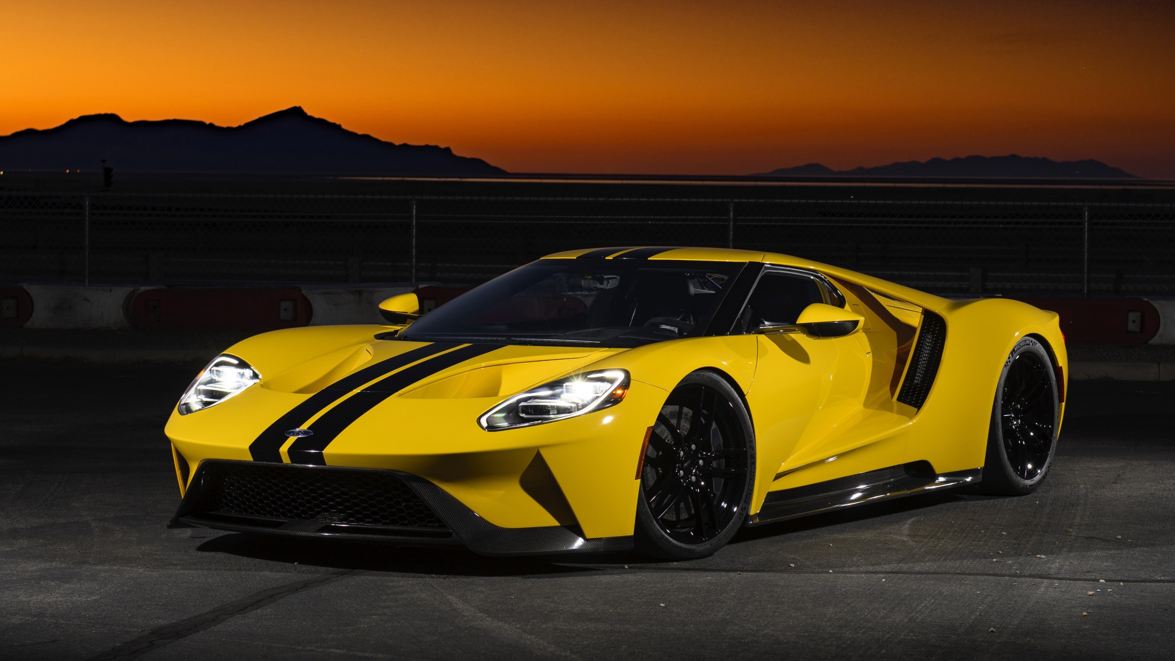 Yellow Ford GT at Sunset Glory - backiee