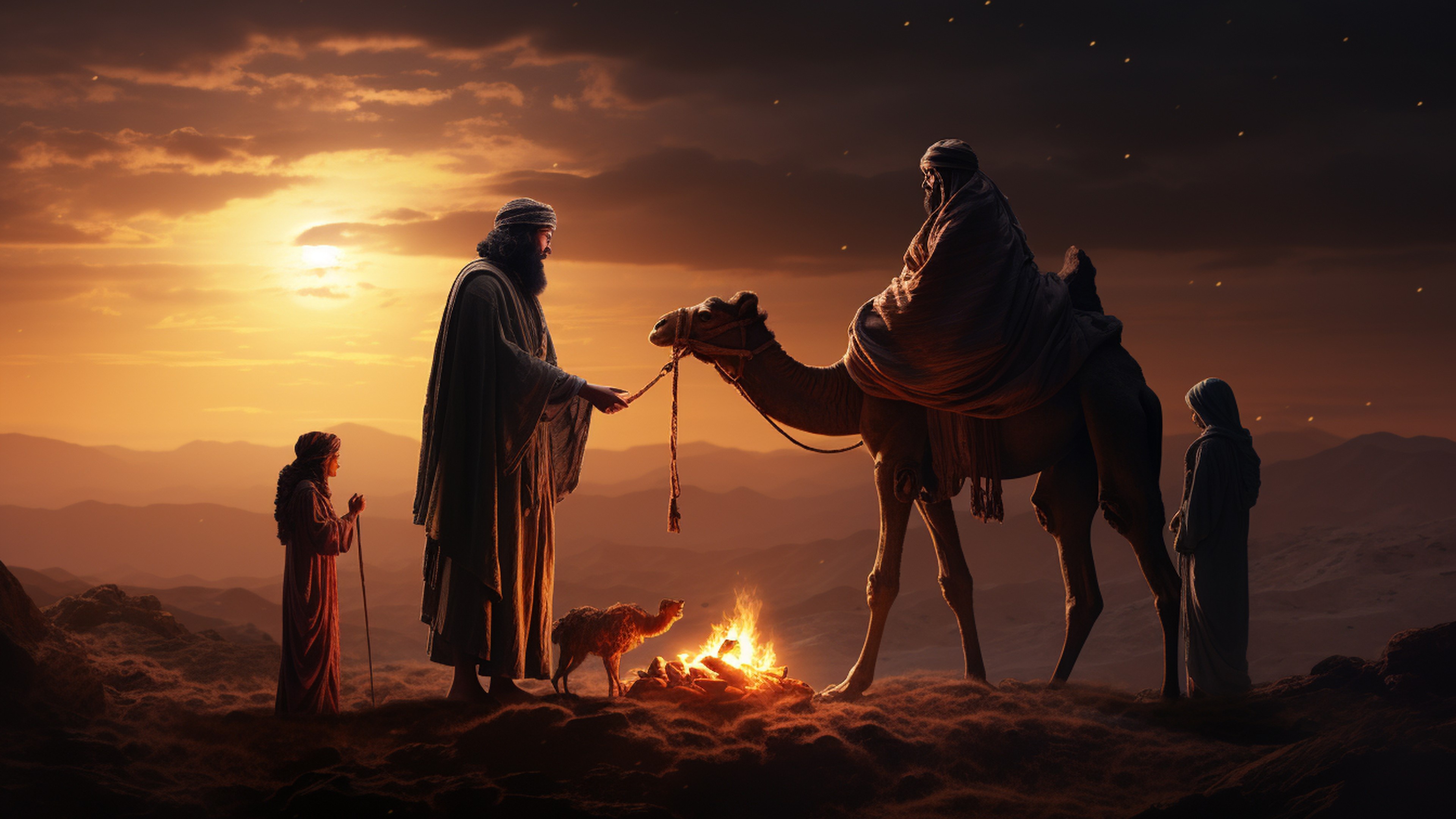 Bethlehem Scene Under a Desert Sky - backiee