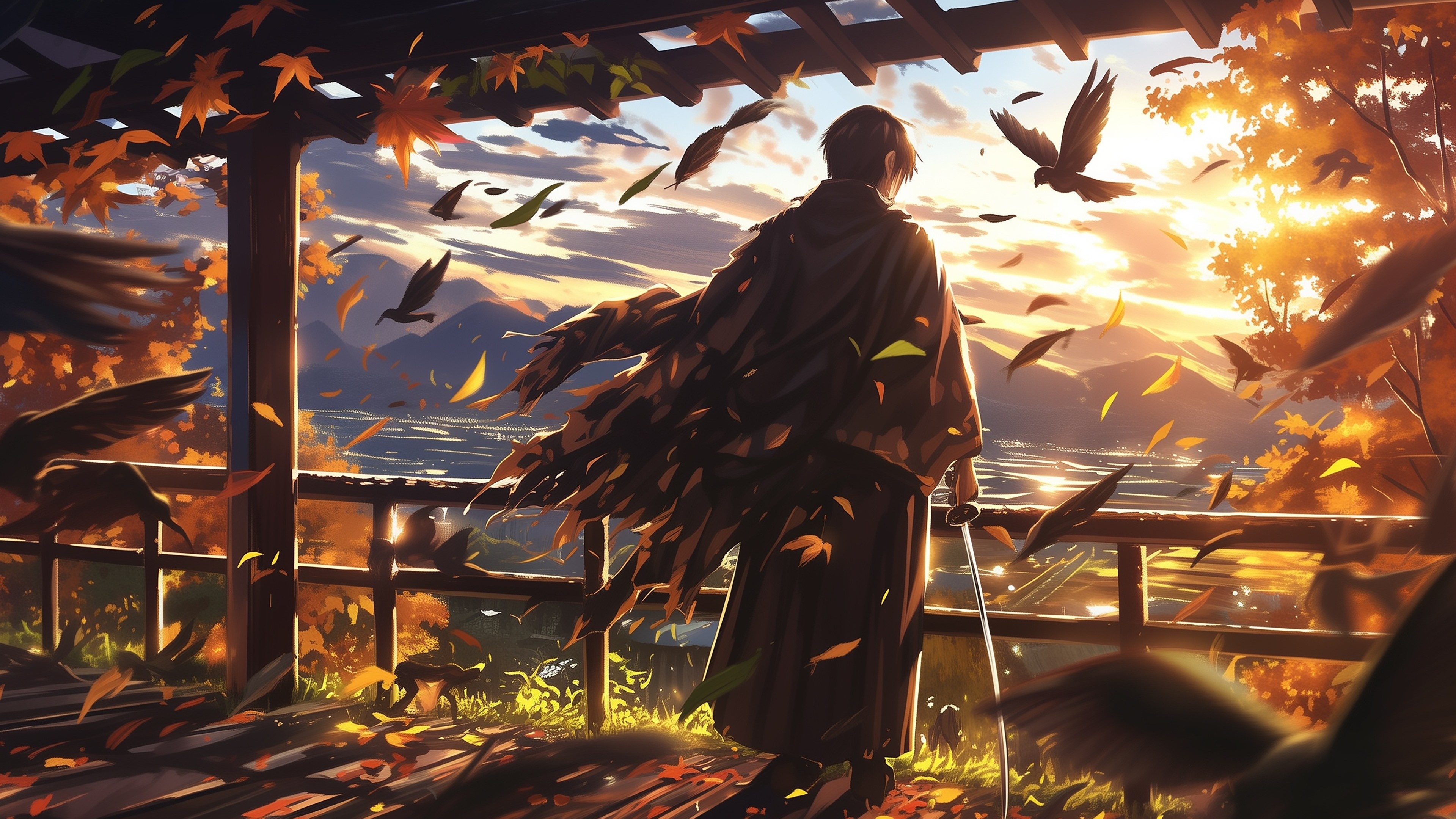 Lone Samurai in Autumn Radiance - backiee