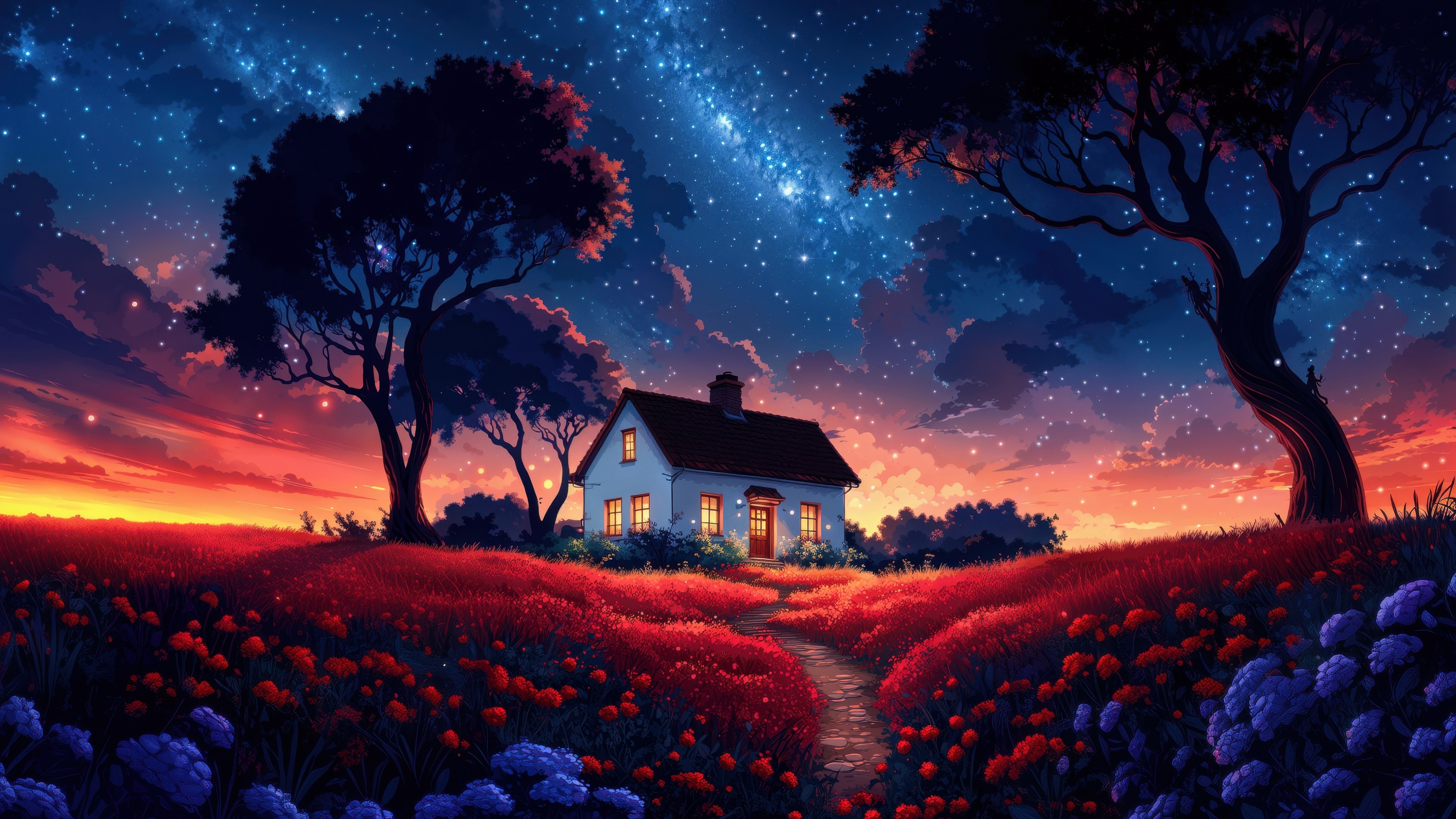 Starry Night Dreamscape Cottage - backiee