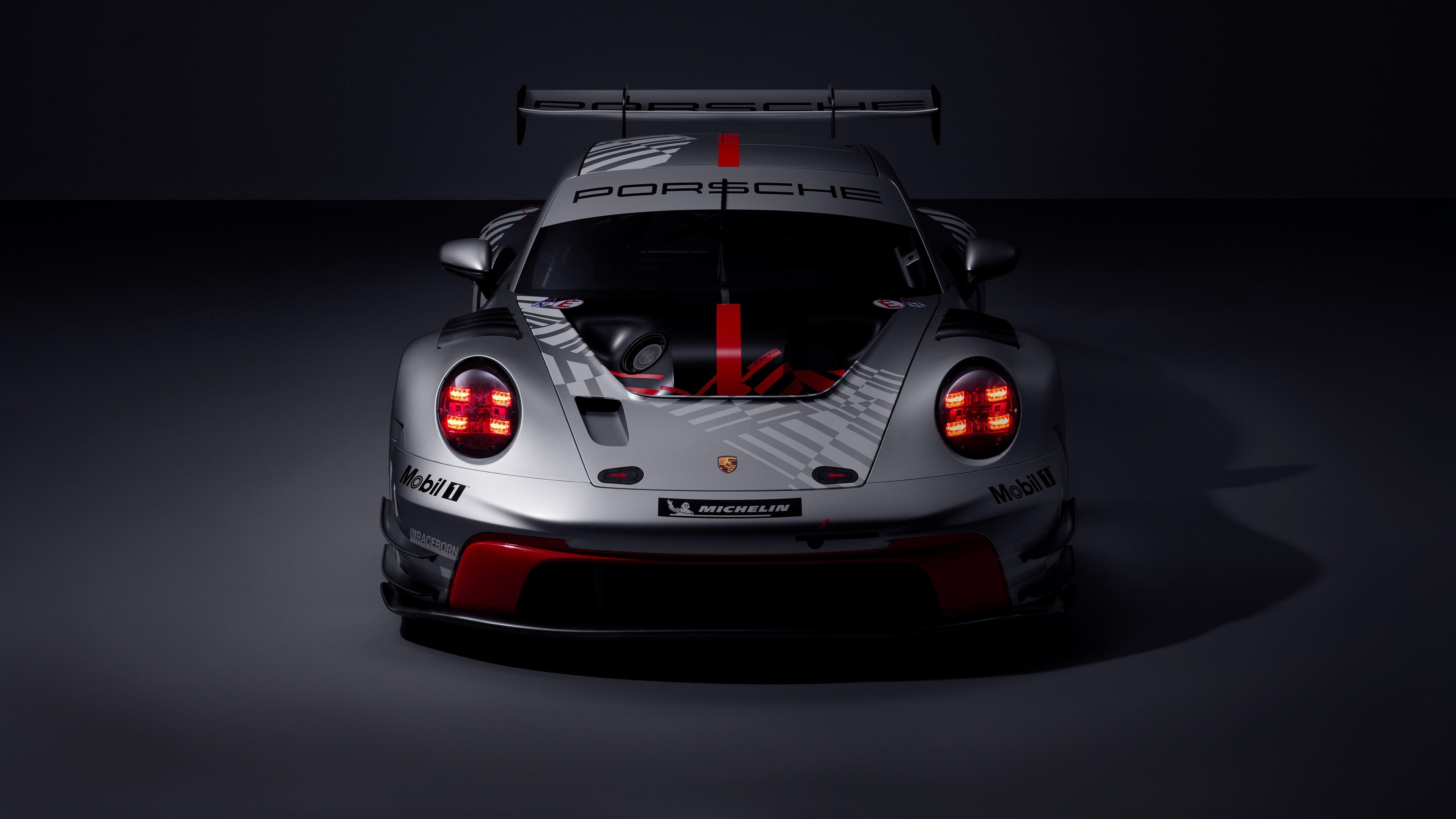 Porsche 911 GT3 R Front View in Moody Studio Light - backiee